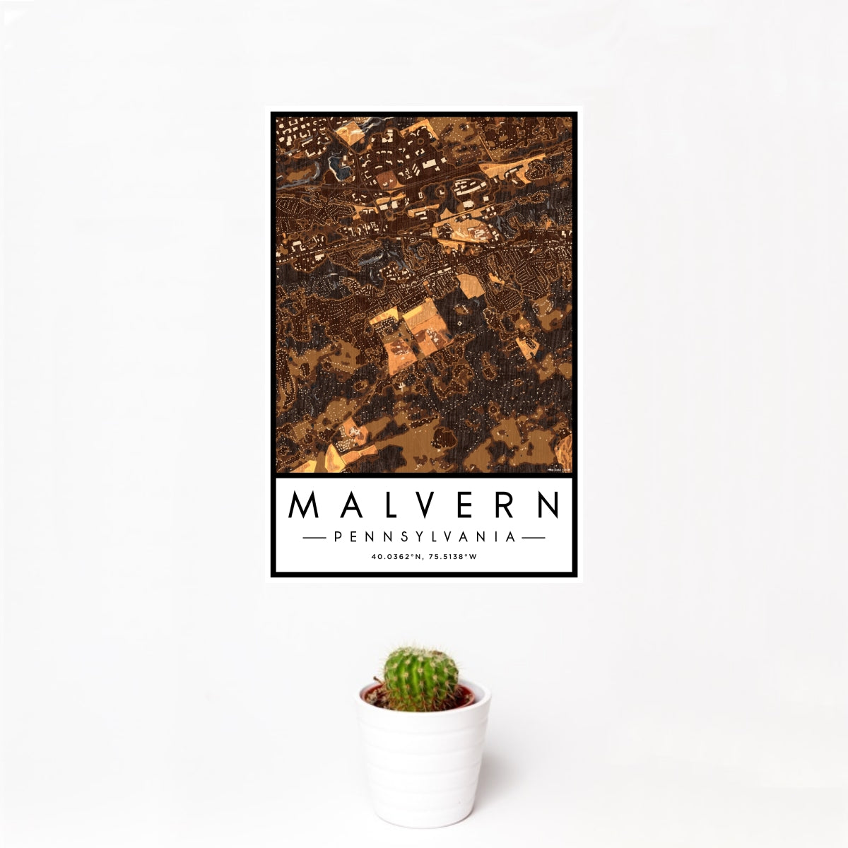 Malvern - Pennsylvania Map Print in Ember — JACE Maps