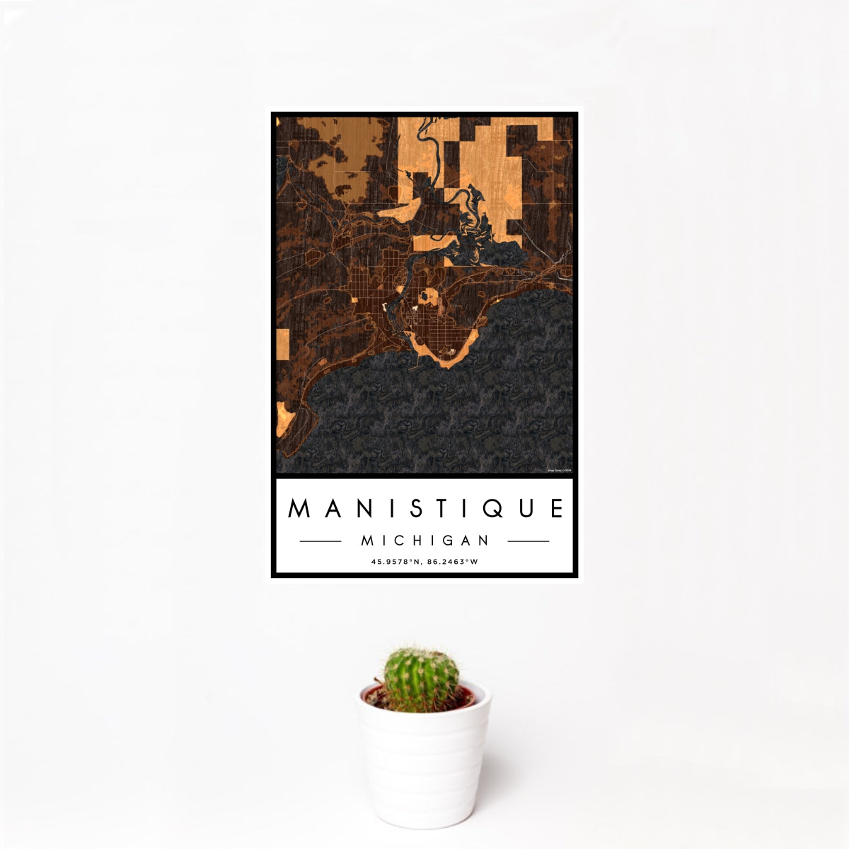 Manistique - Michigan Map Print in Ember — JACE Maps
