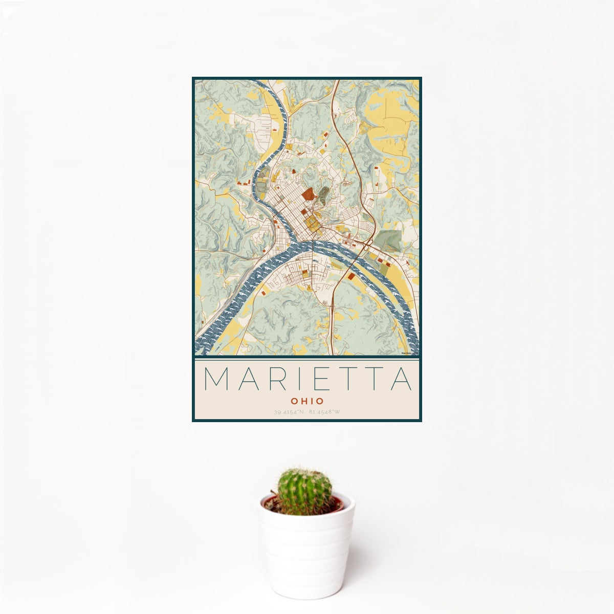 Marietta - Ohio Map Print in Woodblock — JACE Maps