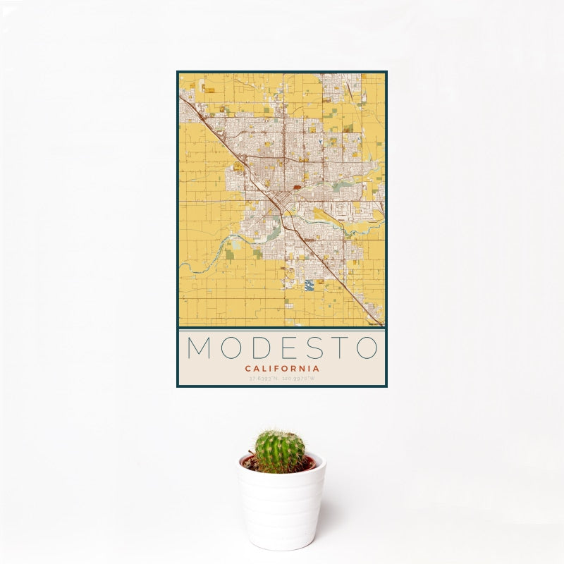 Modesto - California Map Print in Woodblock — JACE Maps