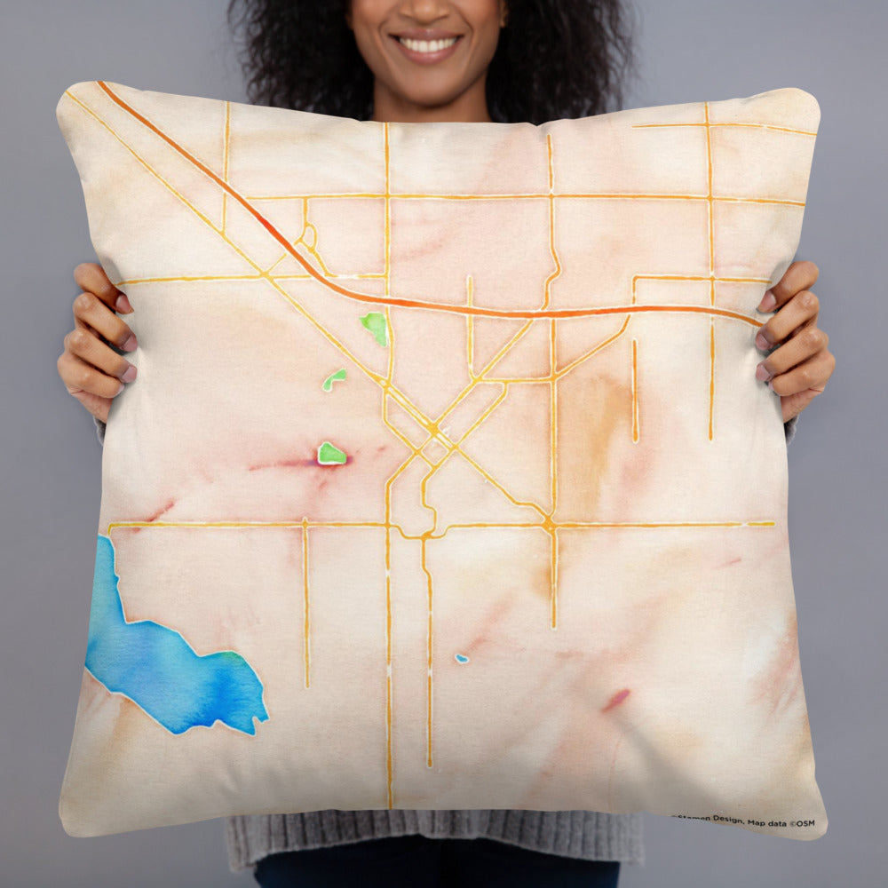 Nampa - Idaho Map Throw Pillow in Watercolor — JACE Maps
