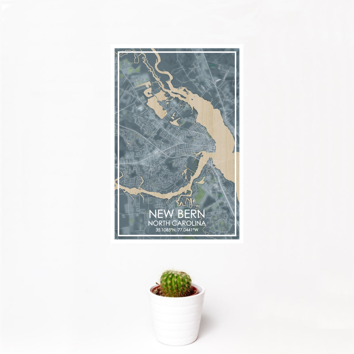 New Bern - North Carolina Map Print in Afternoon — JACE Maps