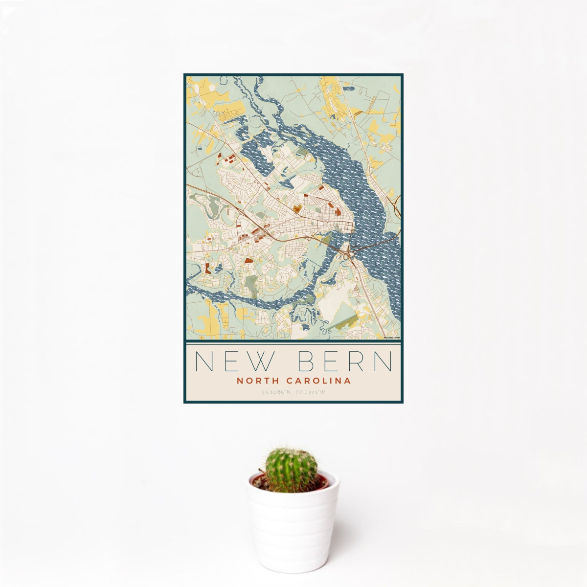 New Bern - North Carolina Map Print in Woodblock — JACE Maps