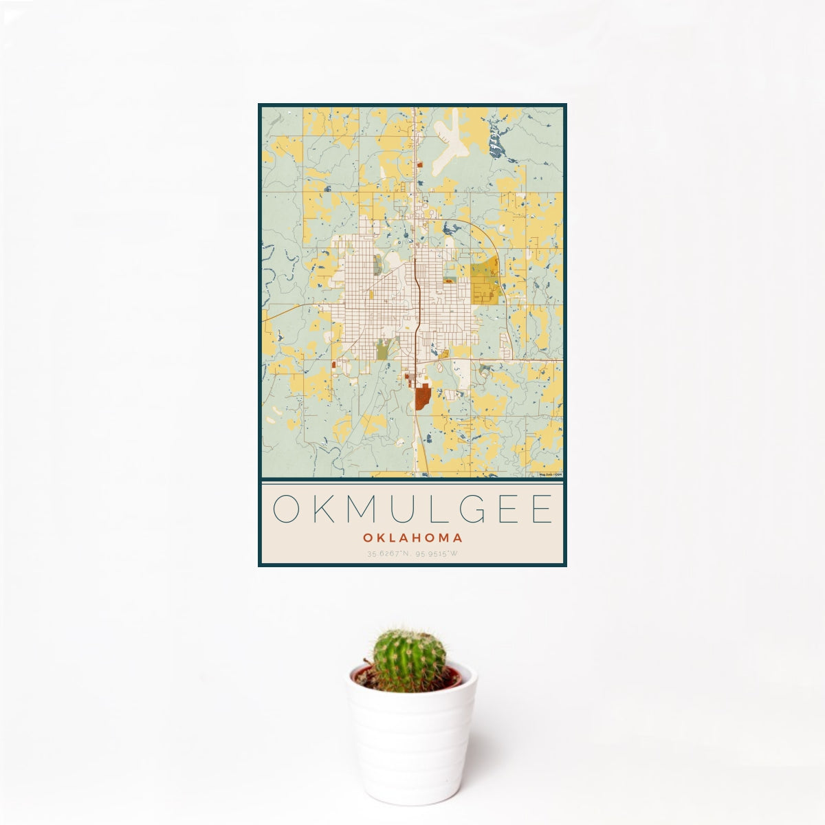 Okmulgee - Oklahoma Map Print in Woodblock — JACE Maps