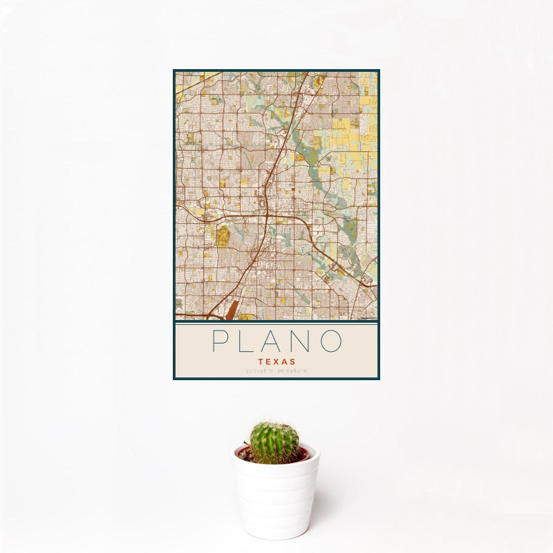 Plano - Texas Map Print in Woodblock — JACE Maps