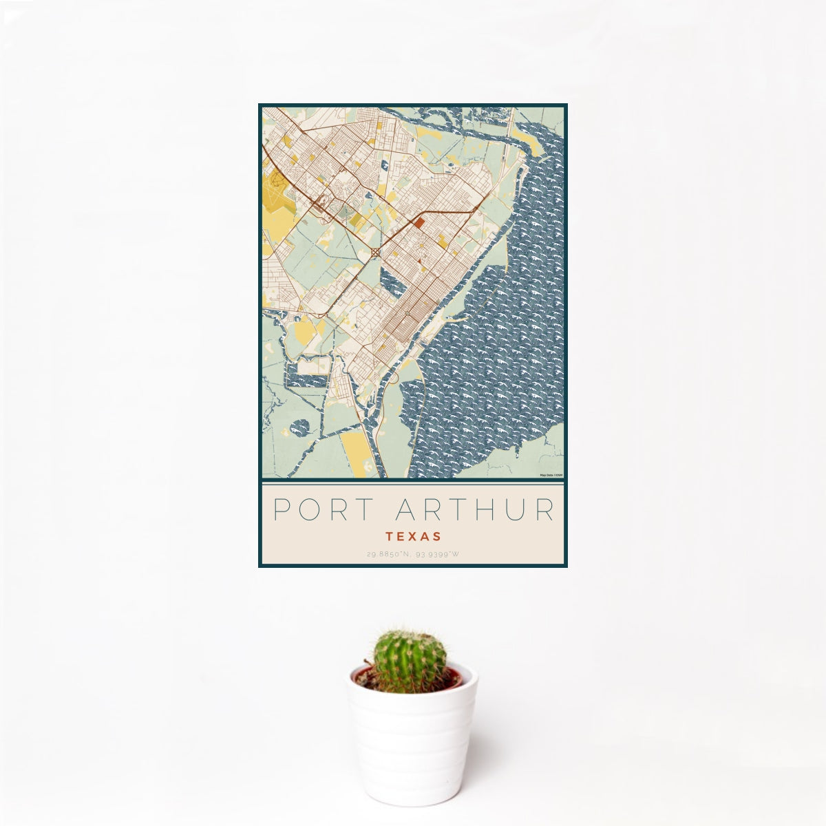 Port Arthur - Texas Map Print in Woodblock — JACE Maps