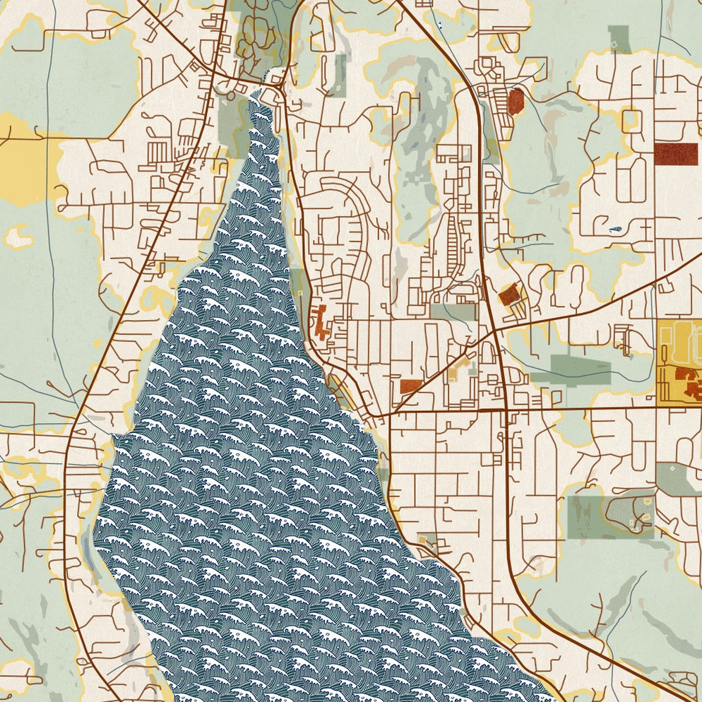 Poulsbo - Washington Map Print in Woodblock — JACE Maps