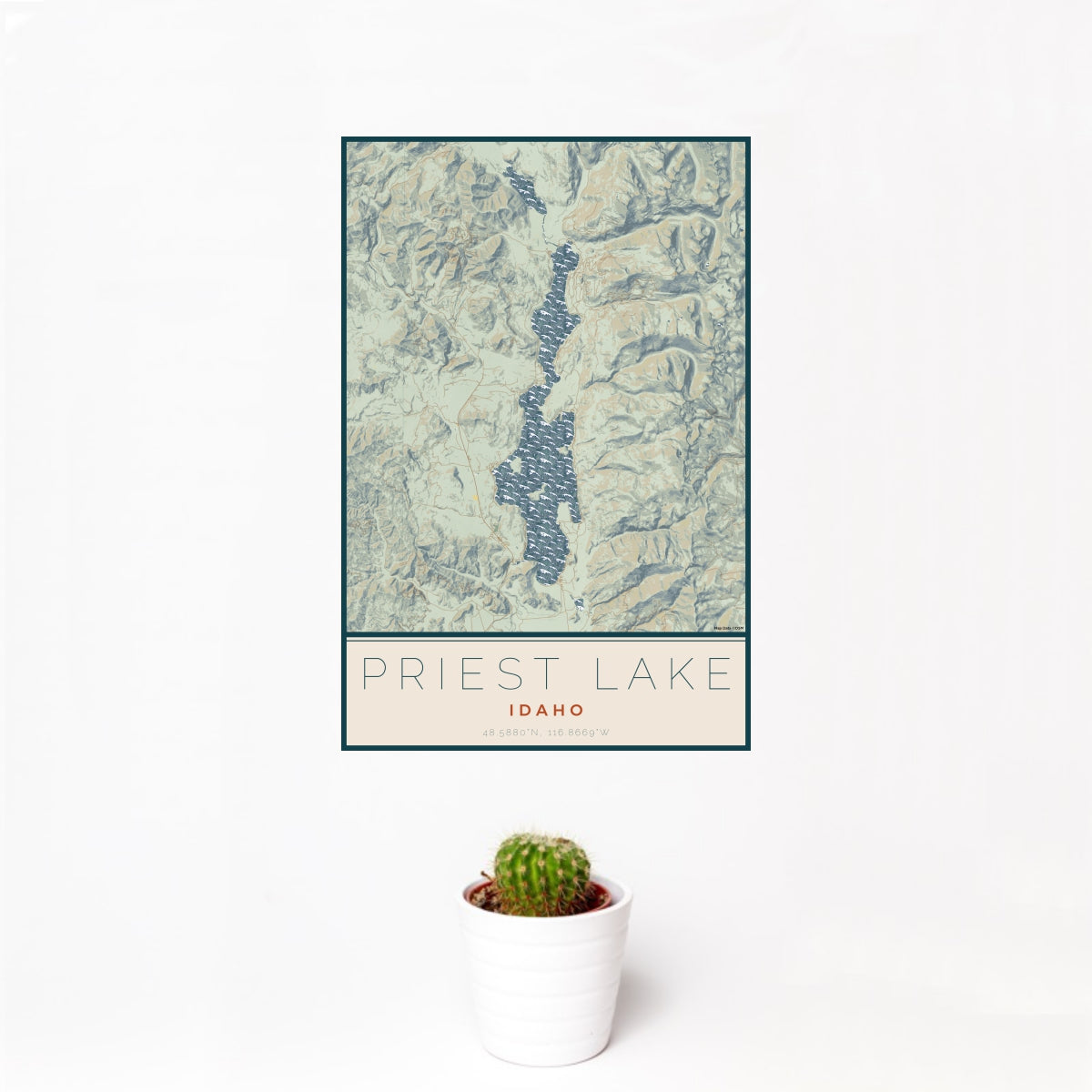 Priest Lake - Idaho Map Print in Woodblock — JACE Maps