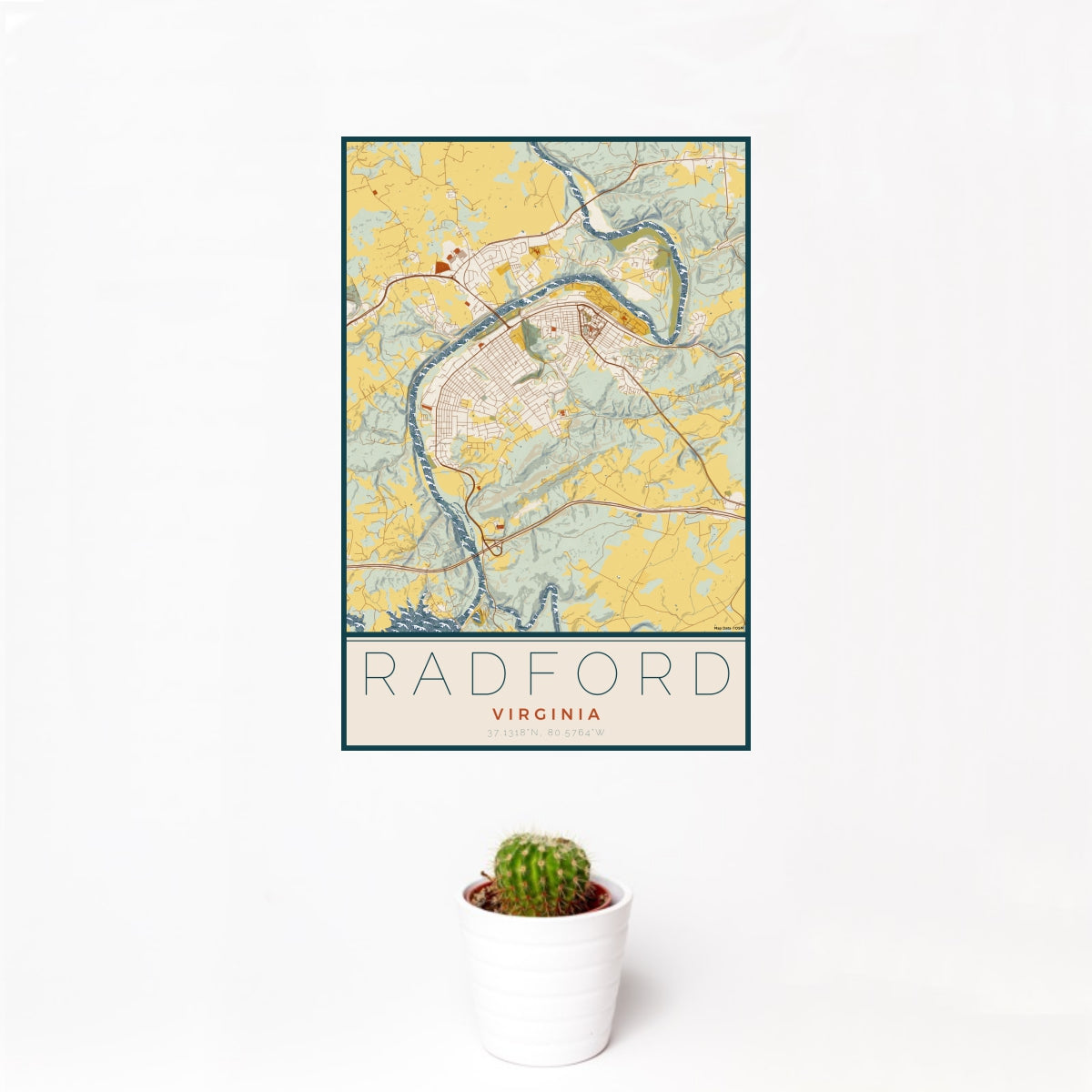 Radford - Virginia Map Print in Woodblock — JACE Maps