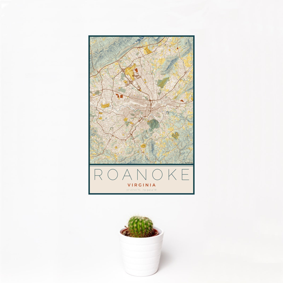 Roanoke - Virginia Map Print in Woodblock — JACE Maps