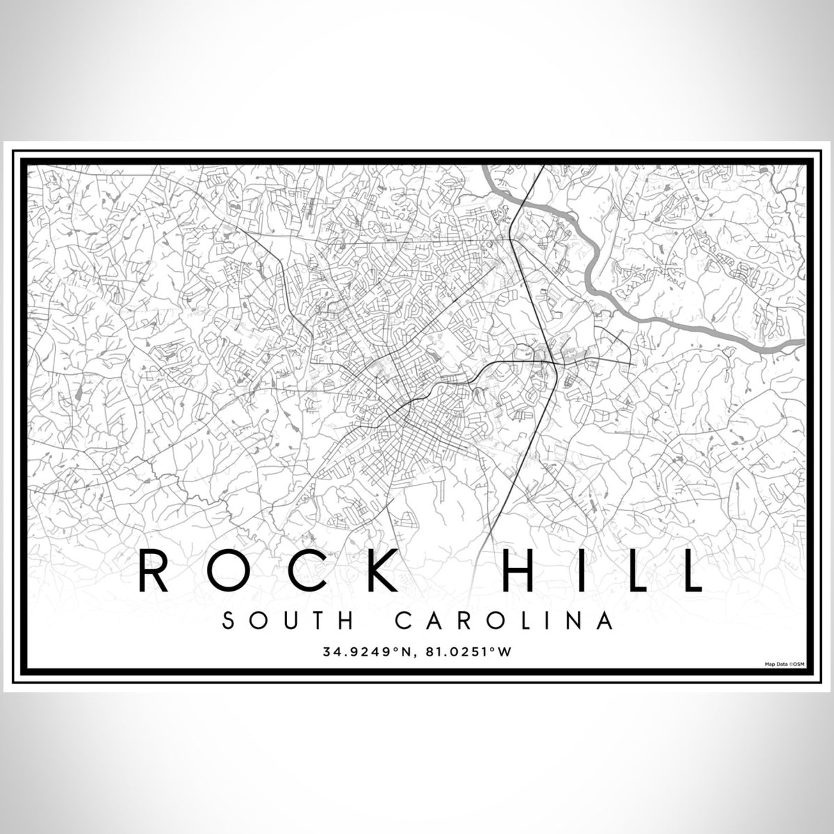 Rock Hill - South Carolina Map Print in Classic — JACE Maps