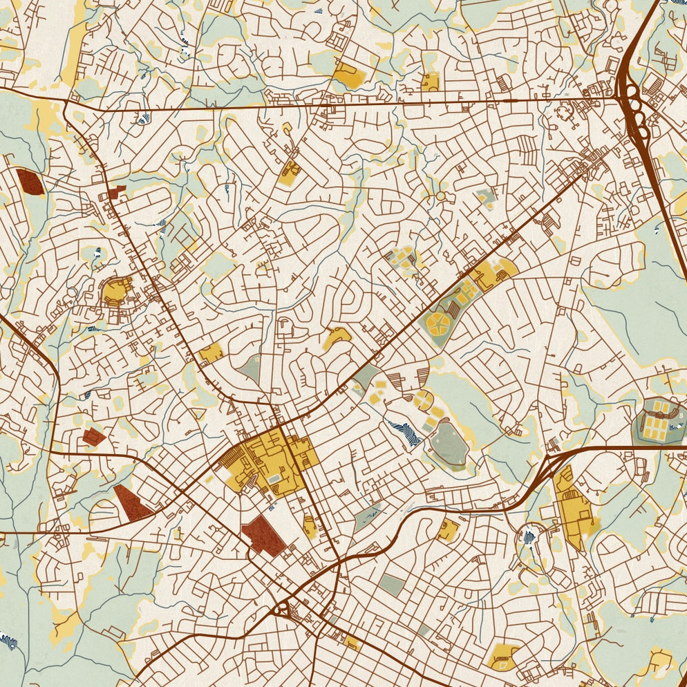 Rock Hill - South Carolina Map Print in Woodblock — JACE Maps
