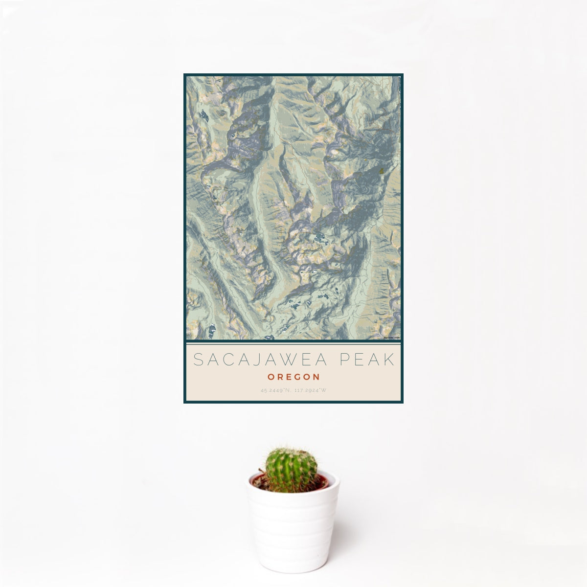 Sacajawea Peak - Oregon Map Print in Woodblock — JACE Maps