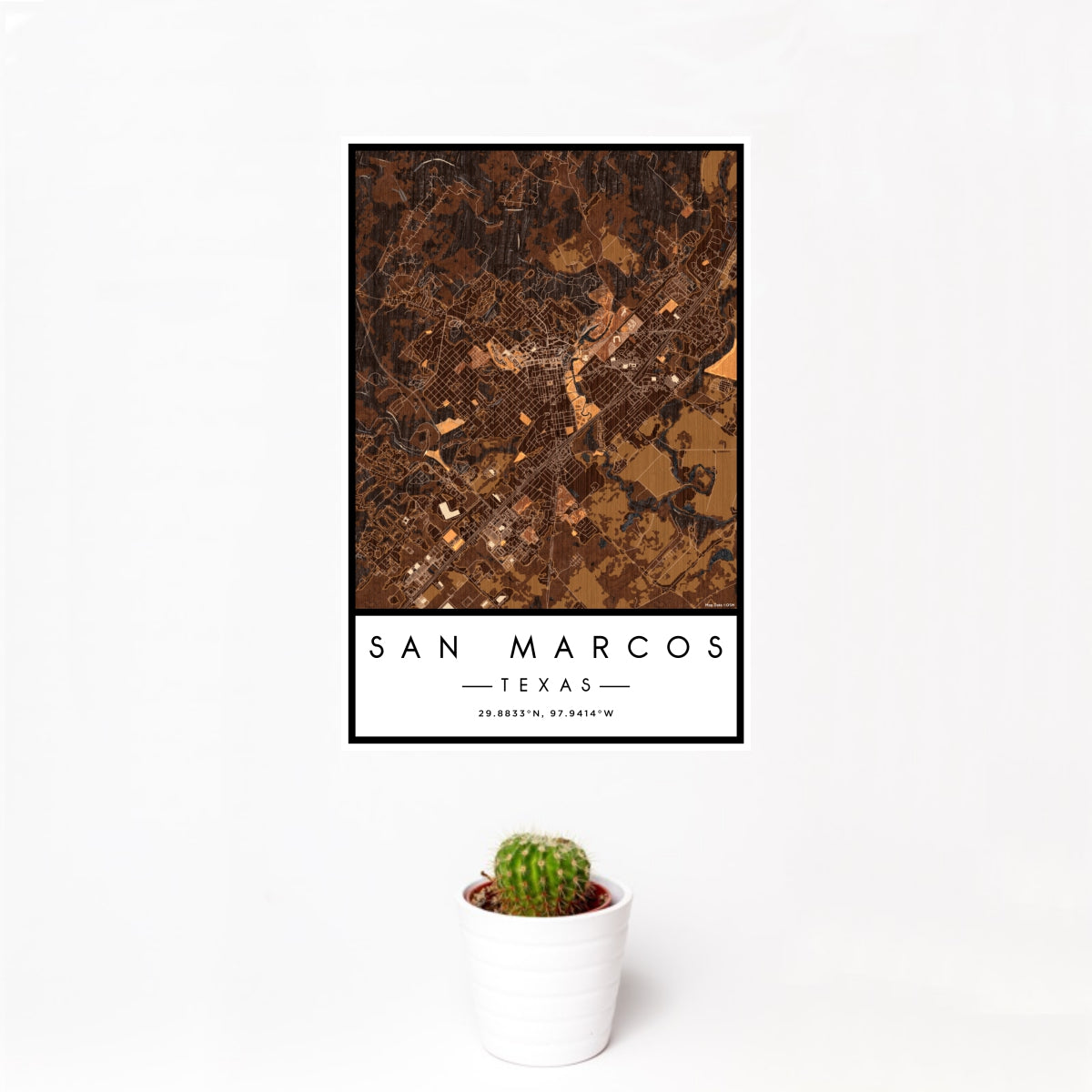 San Marcos - Texas Map Print in Ember — JACE Maps