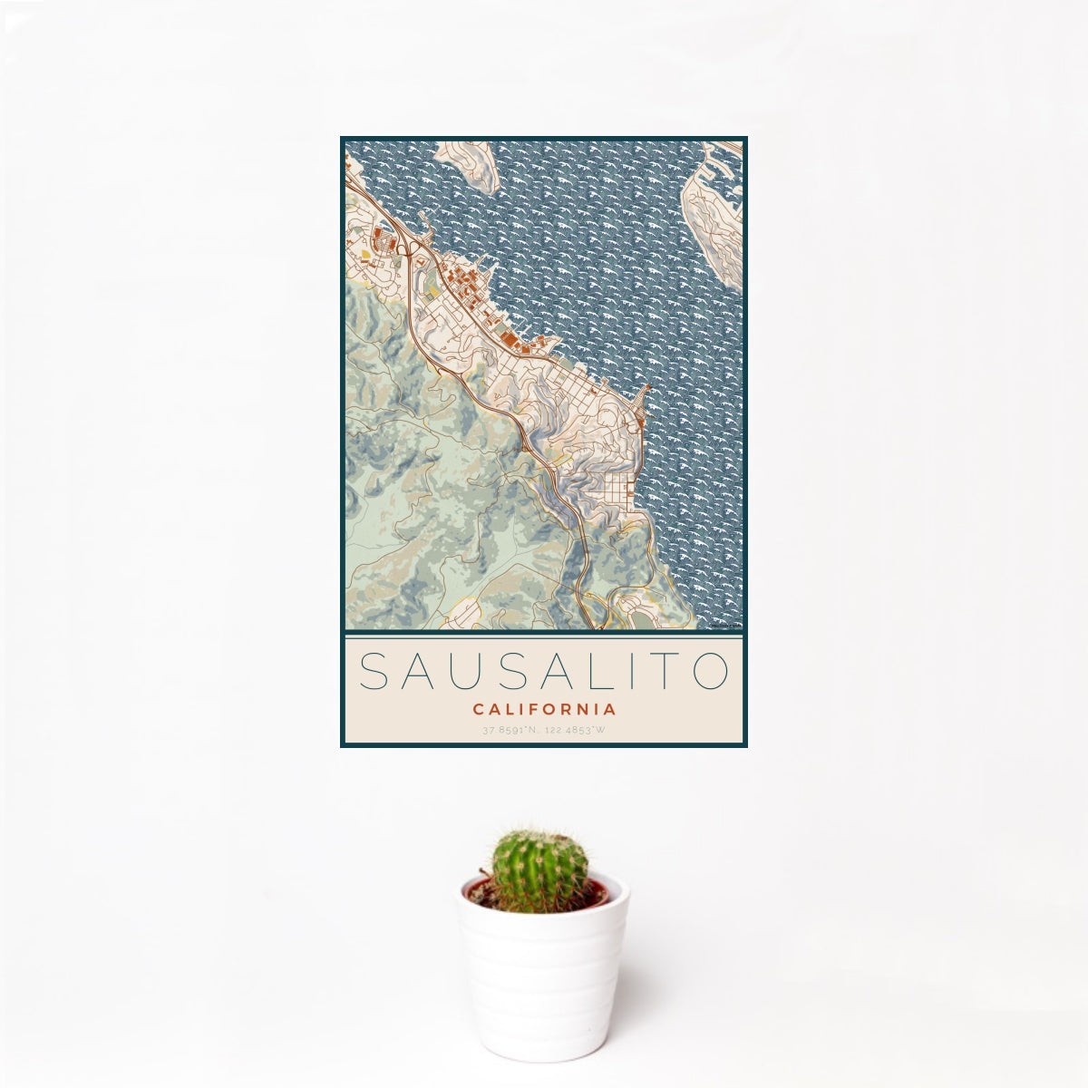 Sausalito - California Map Print in Woodblock — JACE Maps