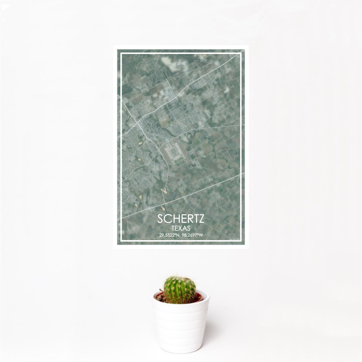 Schertz - Texas Map Print in Afternoon — JACE Maps