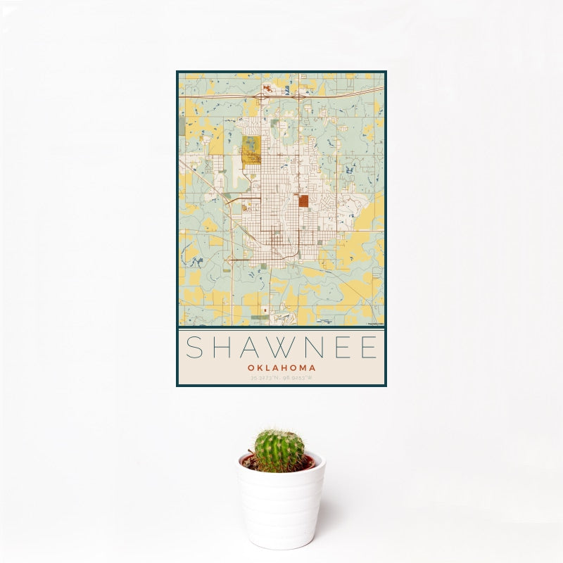Shawnee - Oklahoma Map Print in Woodblock — JACE Maps