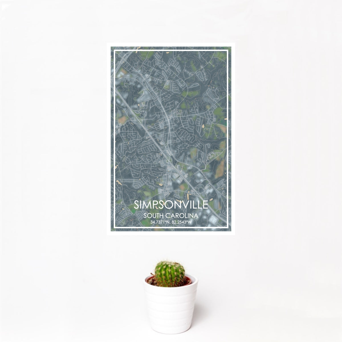 Simpsonville - South Carolina Map Print in Afternoon — JACE Maps