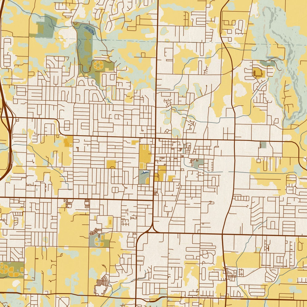 Springdale - Arkansas Map Print in Woodblock — JACE Maps