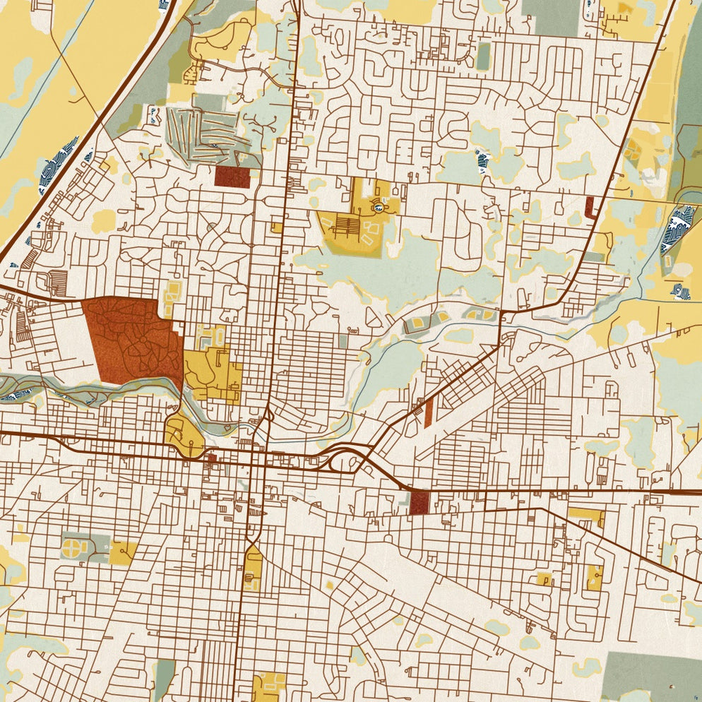 Springfield - Ohio Map Print in Woodblock — JACE Maps