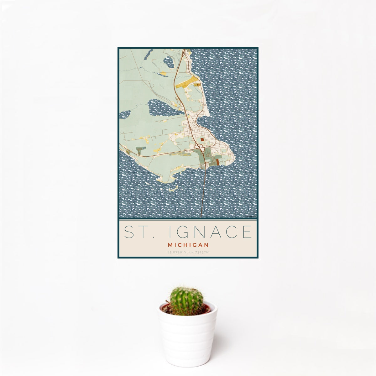 St. Ignace - Michigan Map Print in Woodblock — JACE Maps