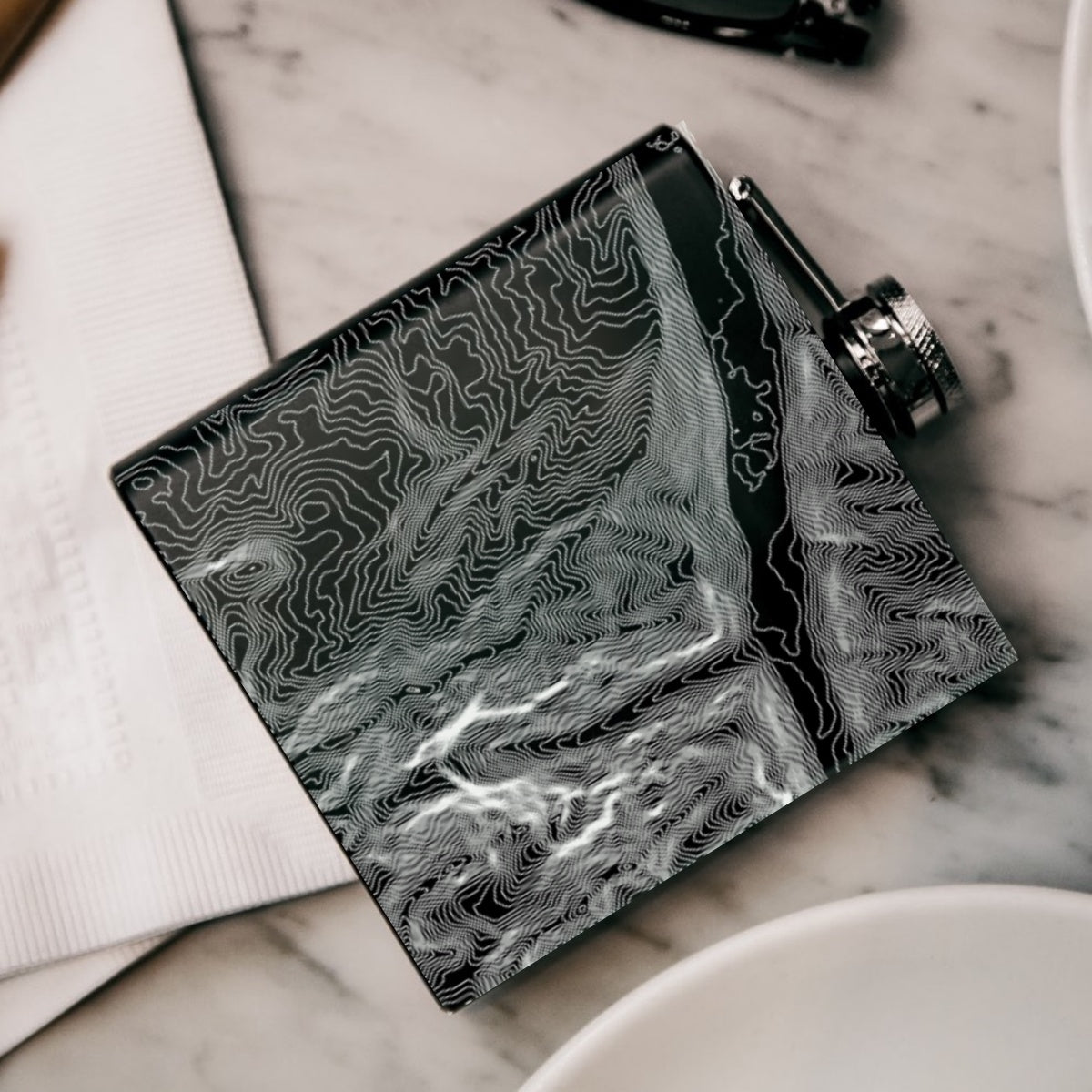 Telluride - Colorado Engraved Topographic Map Hip Flask in Matte Black ...