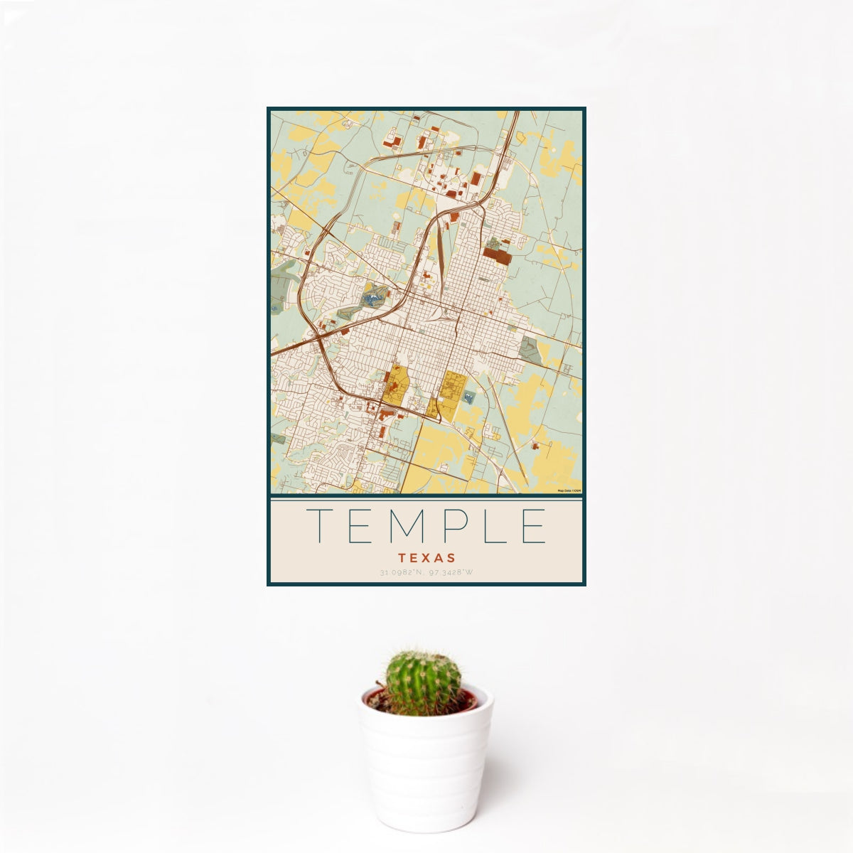 Temple - Texas Map Print in Woodblock — JACE Maps