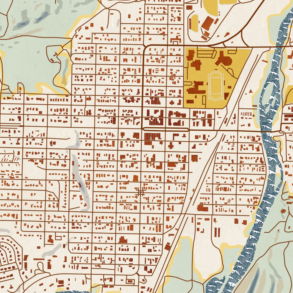 Thermopolis - Wyoming Map Print in Woodblock — JACE Maps
