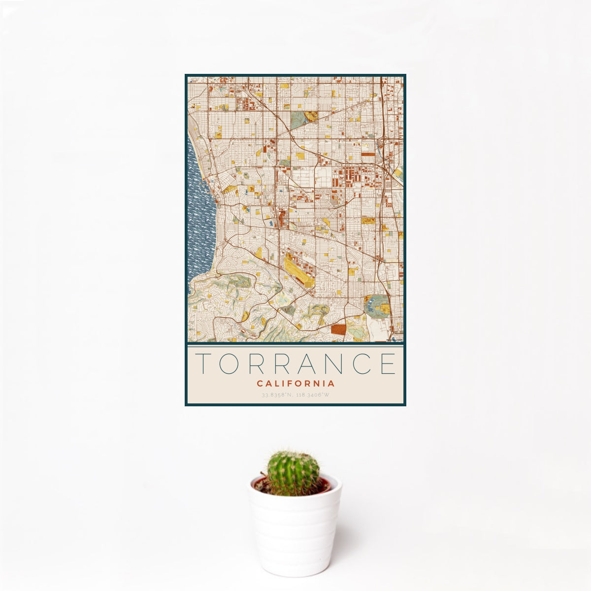 Torrance - California Map Print in Woodblock — JACE Maps