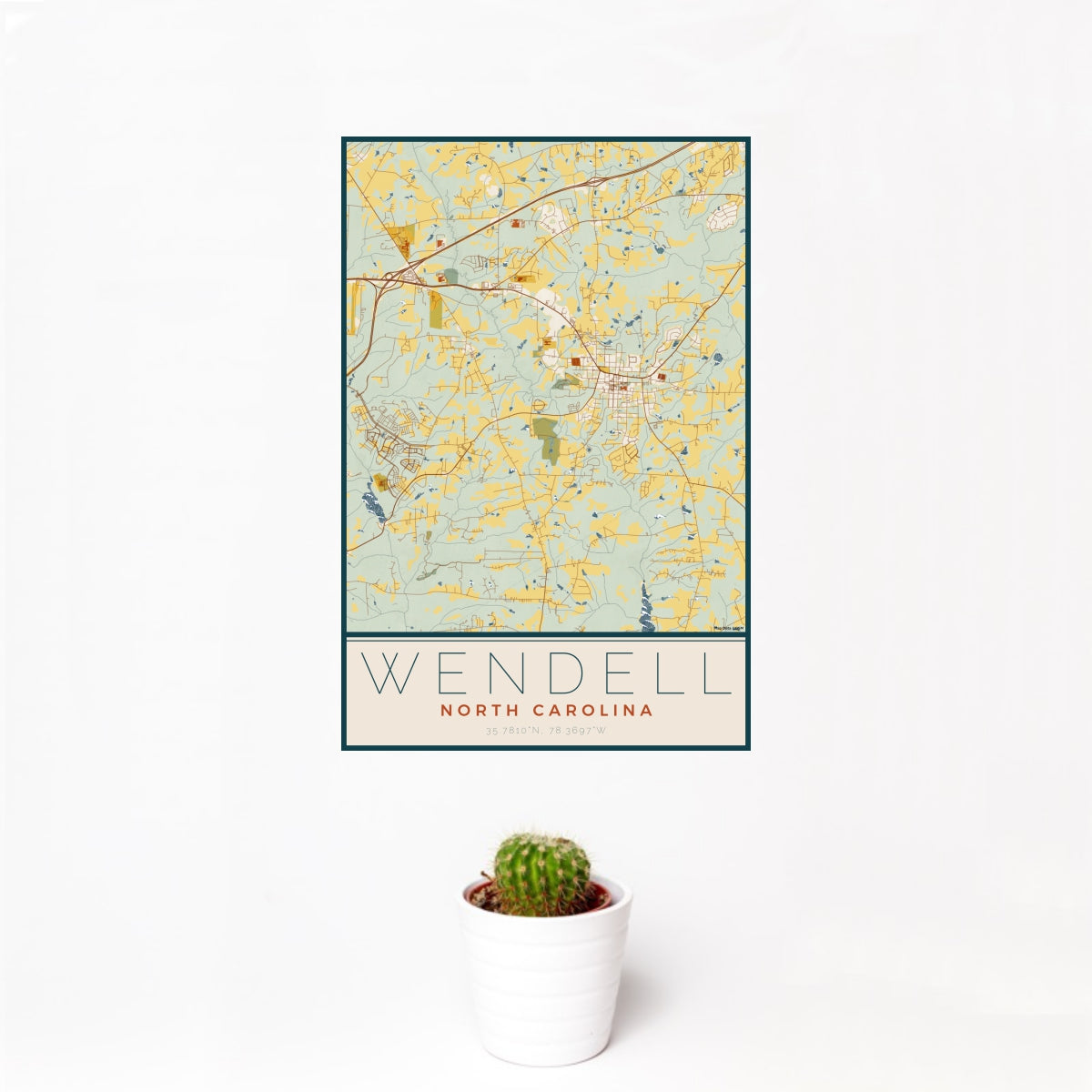 Wendell - North Carolina Map Print in Woodblock — JACE Maps