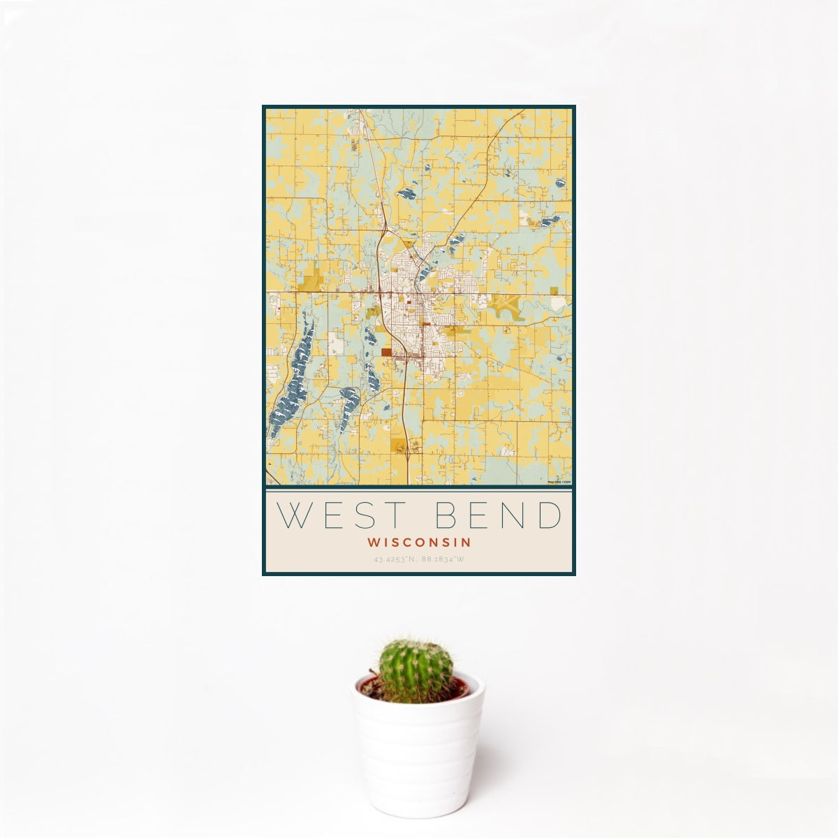 West Bend - Wisconsin Map Print in Woodblock — JACE Maps