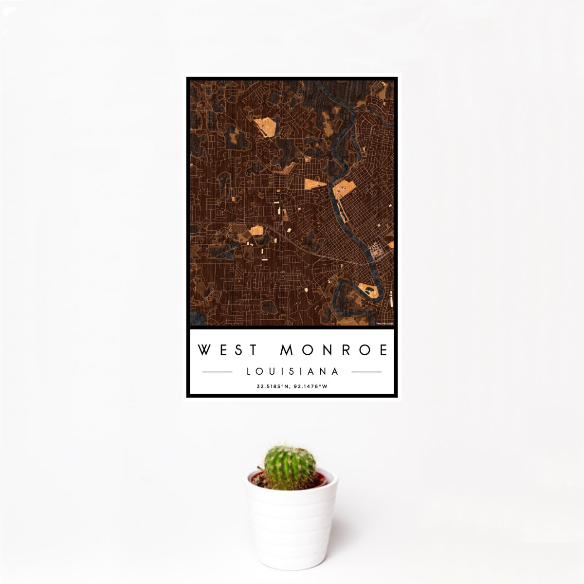 West Monroe - Louisiana Map Print in Ember — JACE Maps