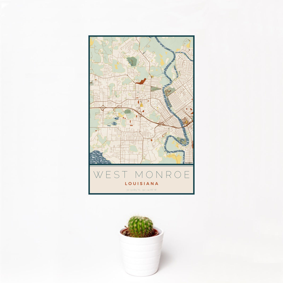 West Monroe - Louisiana Map Print in Woodblock — JACE Maps