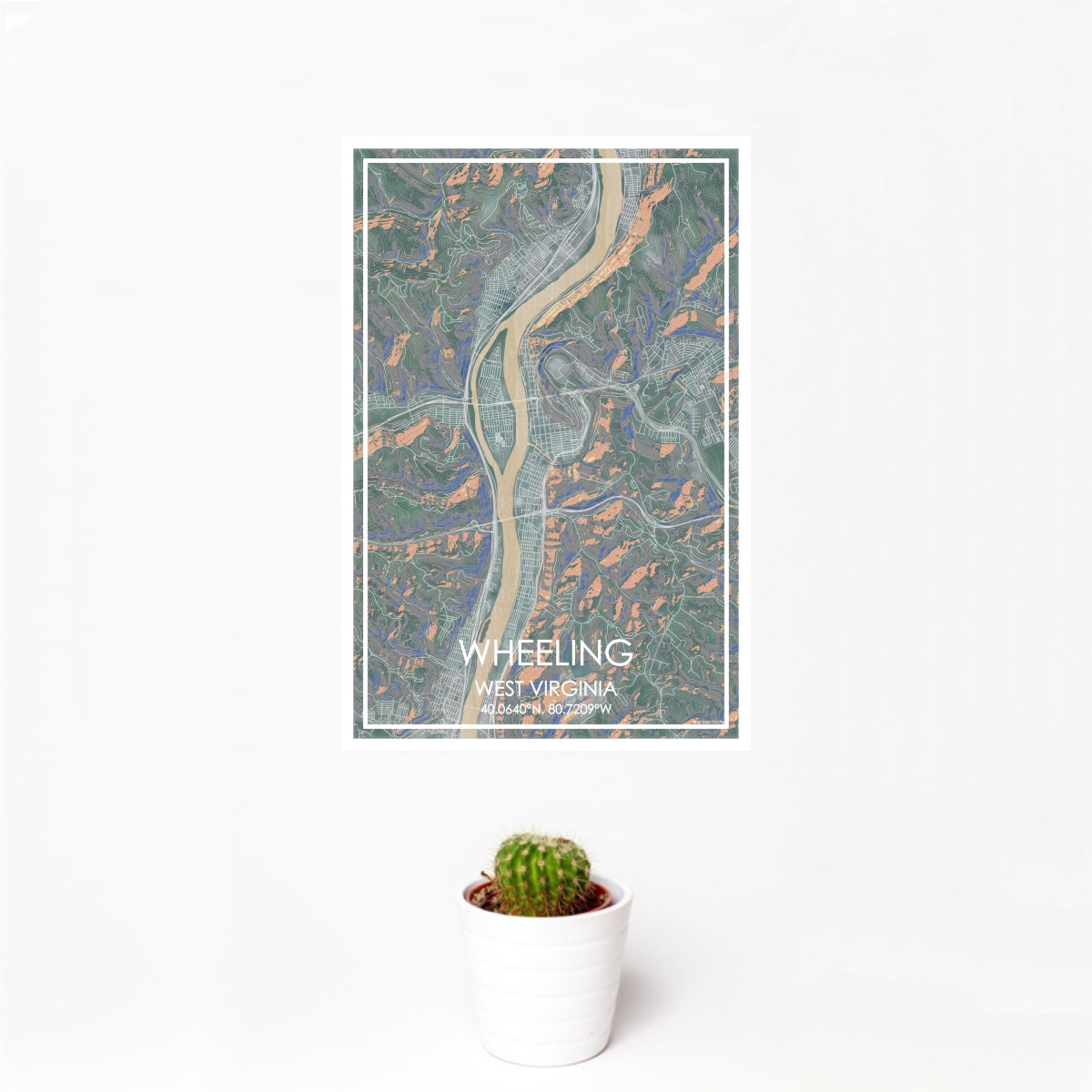 Wheeling - West Virginia Map Print in Afternoon — JACE Maps