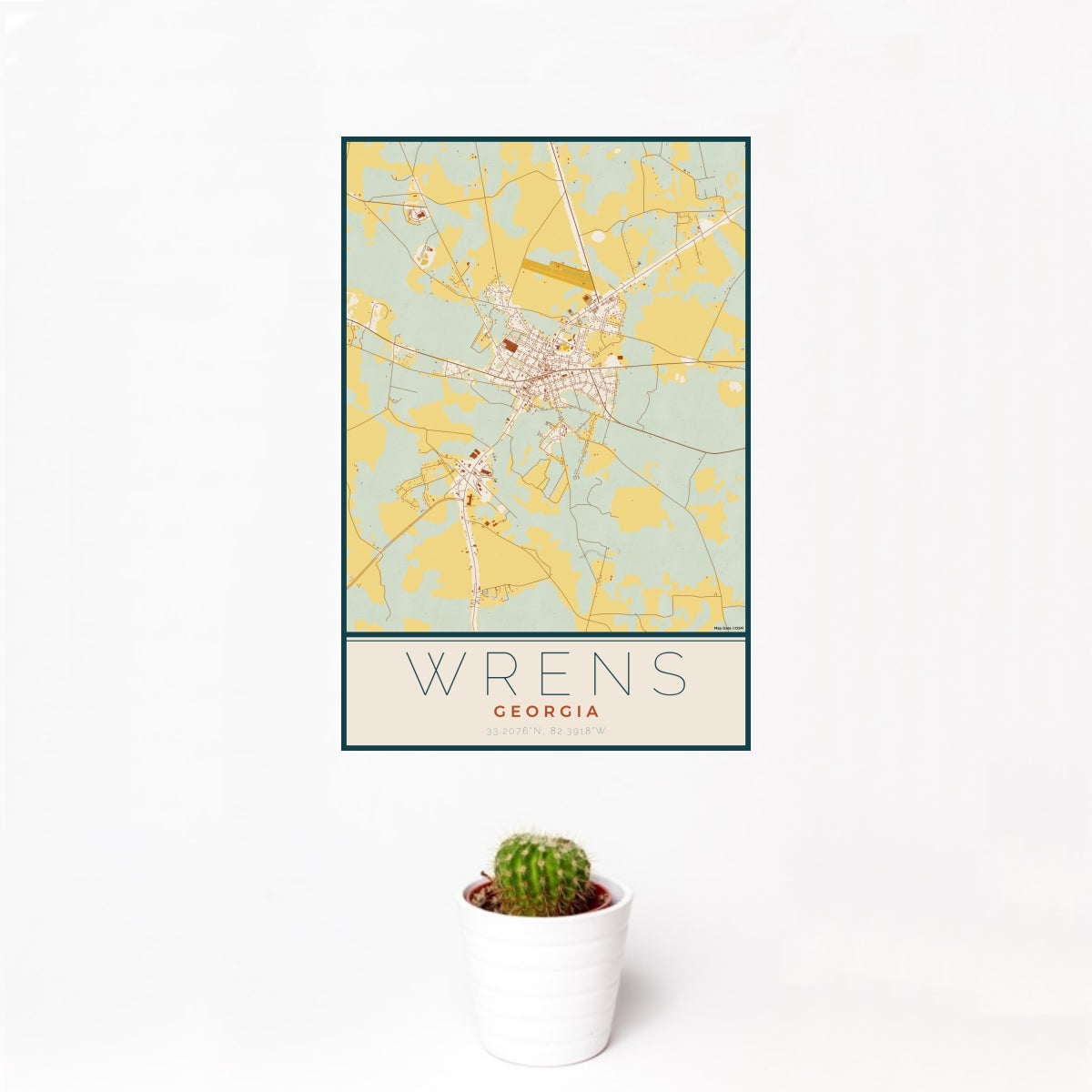 Wrens - Georgia Map Print in Woodblock — JACE Maps
